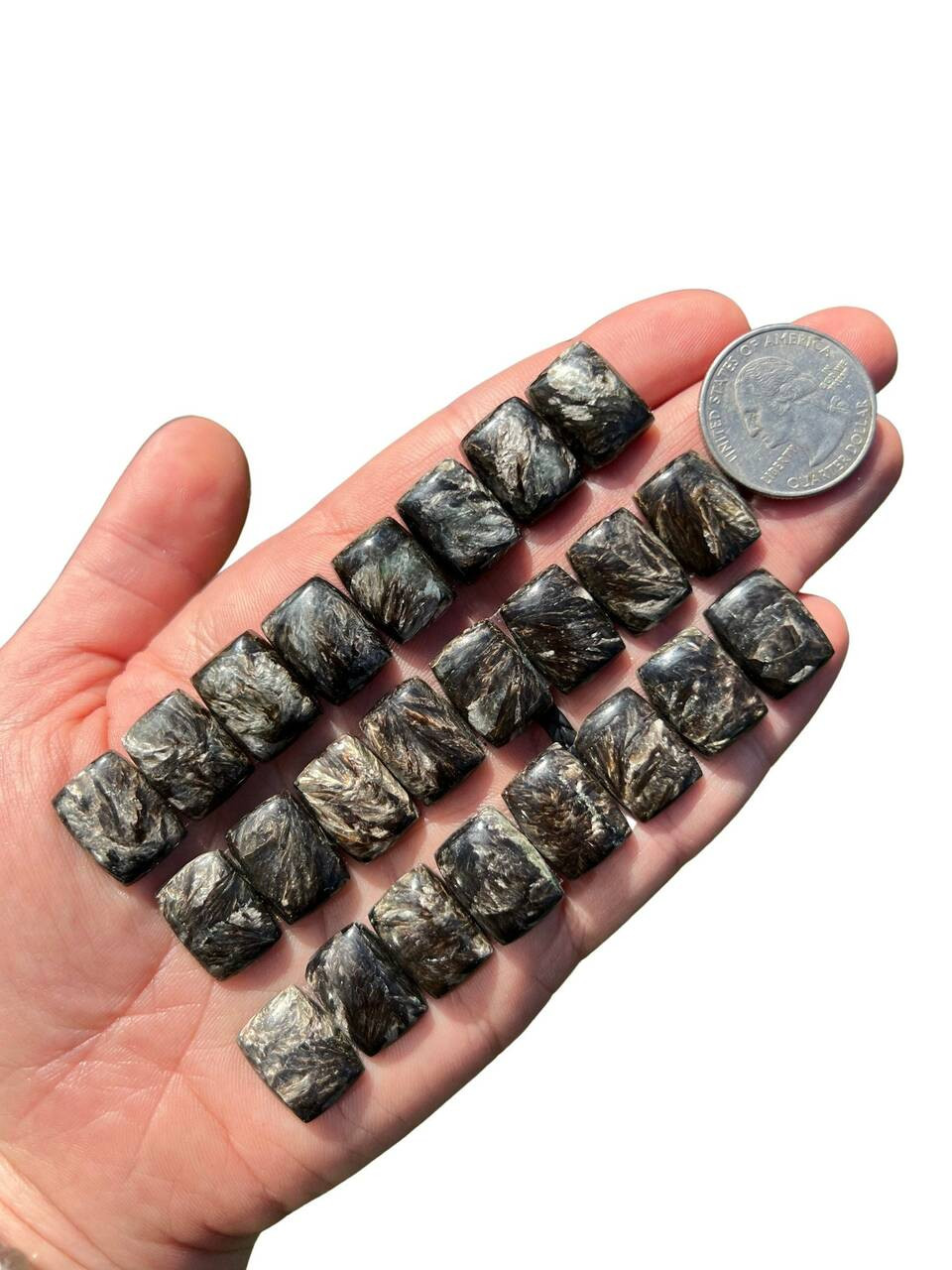 Black Golden Seraphinite Cabochon Rectangle New Moon Beginnings