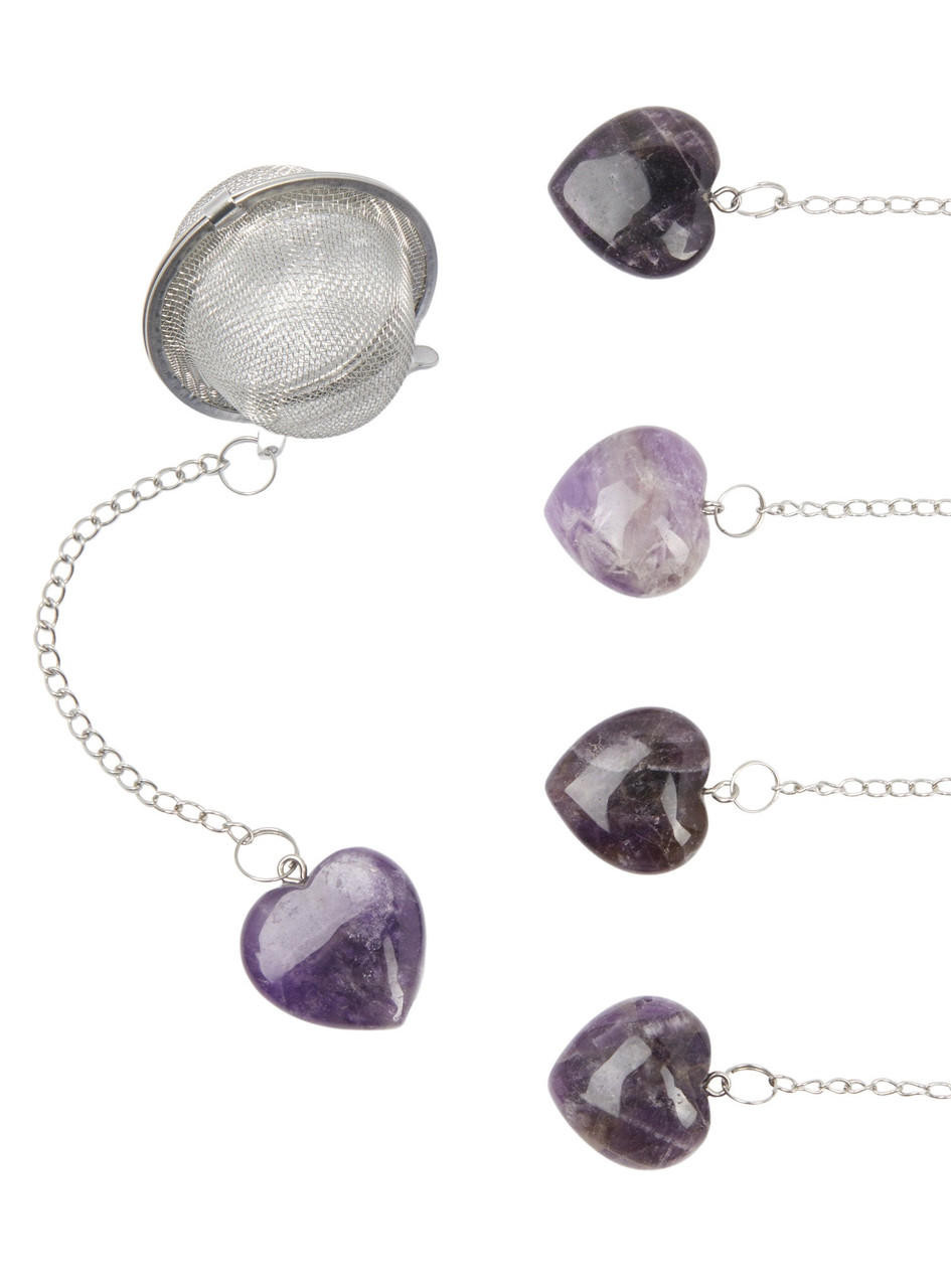 Heart Shaped Amethyst Crystal Tea Infuser | New Moon Beginnings