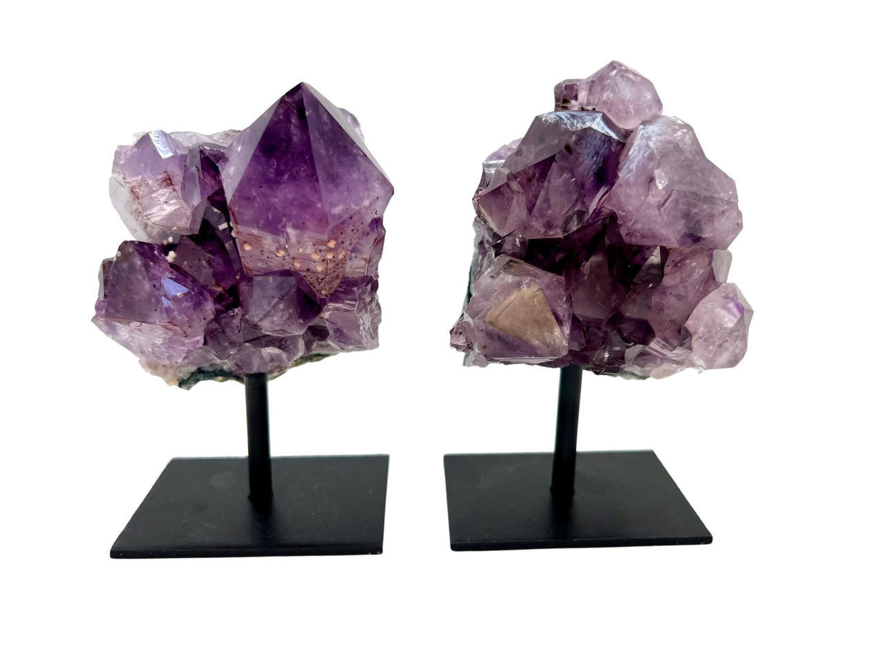 Raw Amethyst Crystal Cluster on Metal Stand | New Moon Beginnings