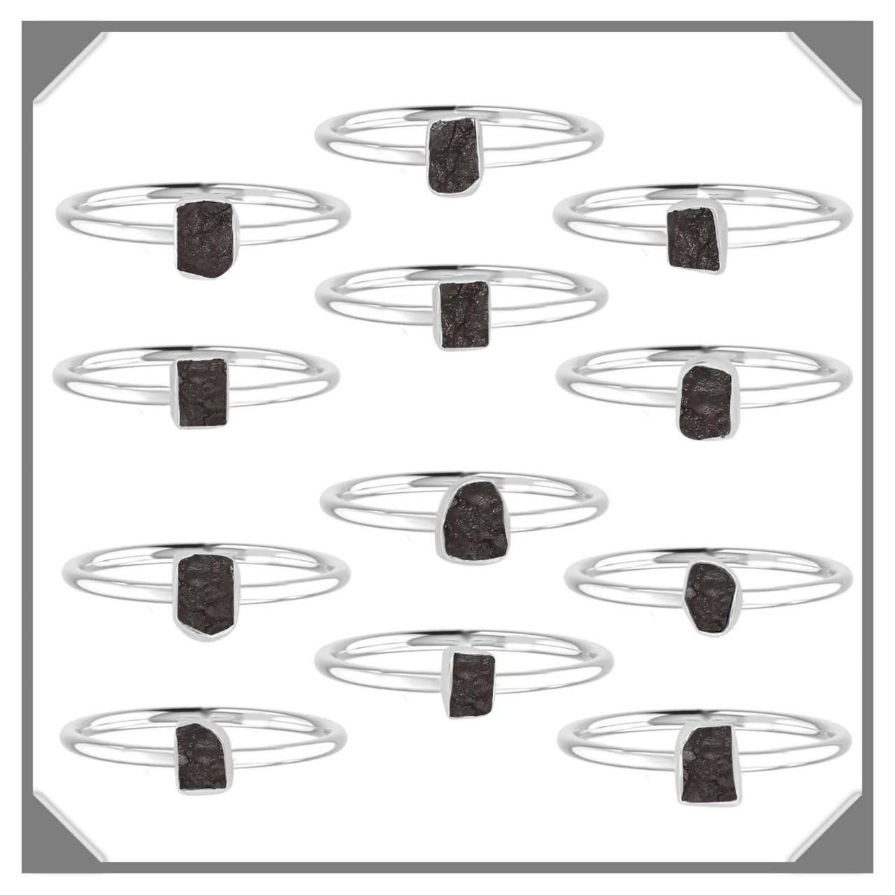 Raw Shungite Bezel Ring in Sterling Silver | New Moon Beginnings