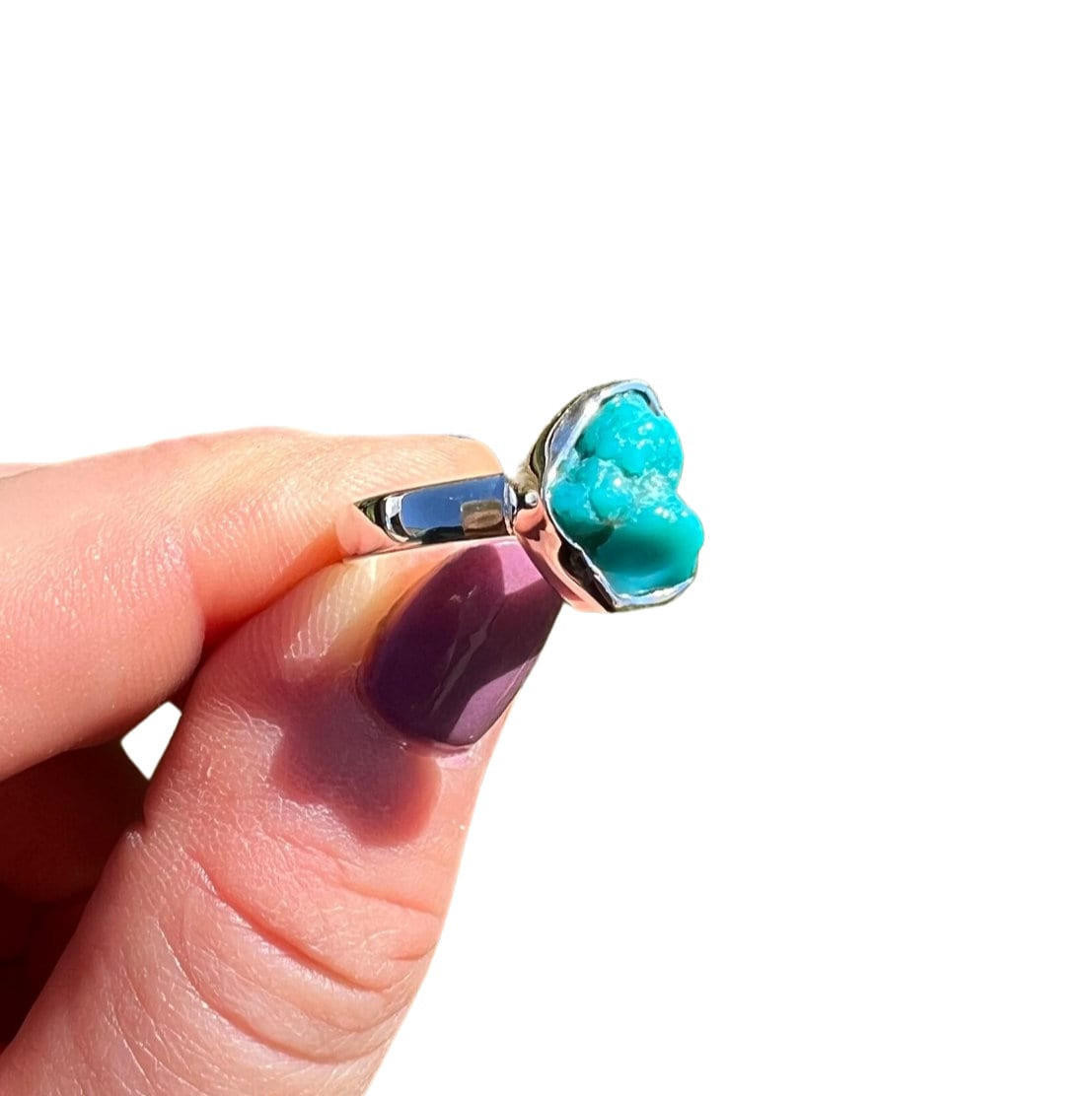 Raw Turquoise Ring in Sterling Silver Bezel Setting | New Moon Beginnings