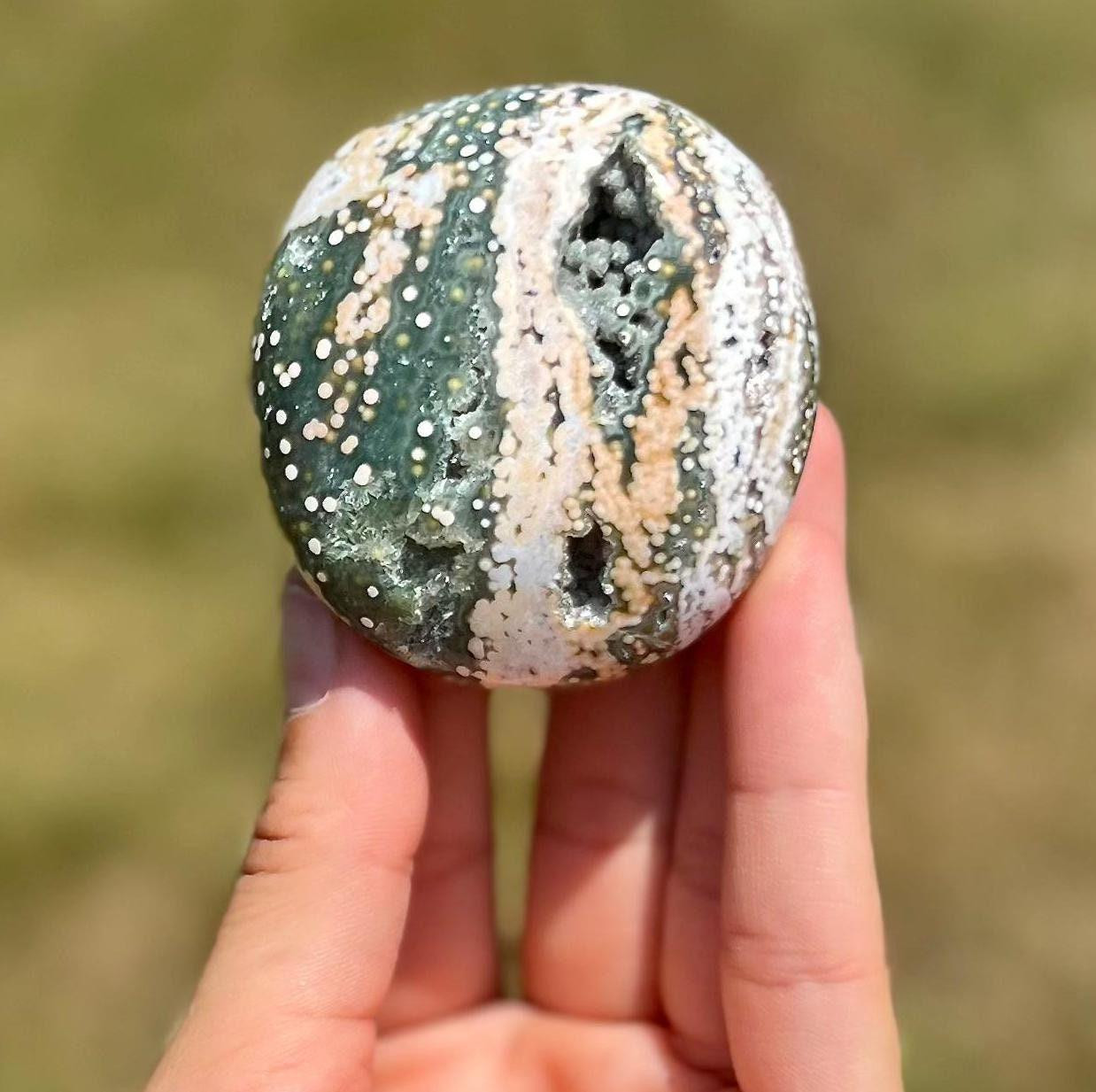 Ocean Jasper Palm Stone (Grade A) | New Moon Beginnings