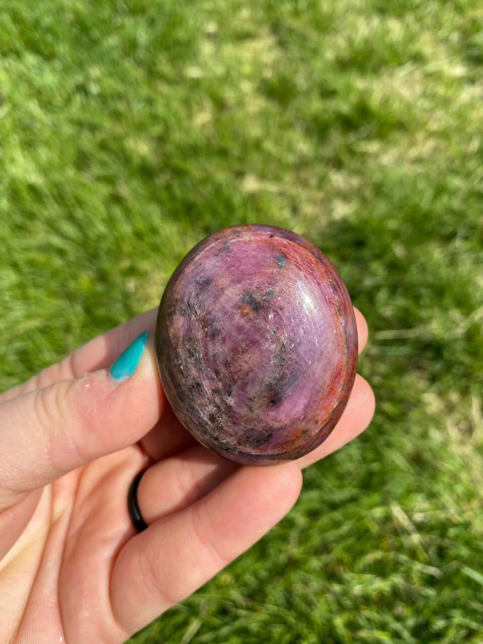 Ruby in Fuchsite Palm Stone - Polished Stone Oval | New Moon Beginnings