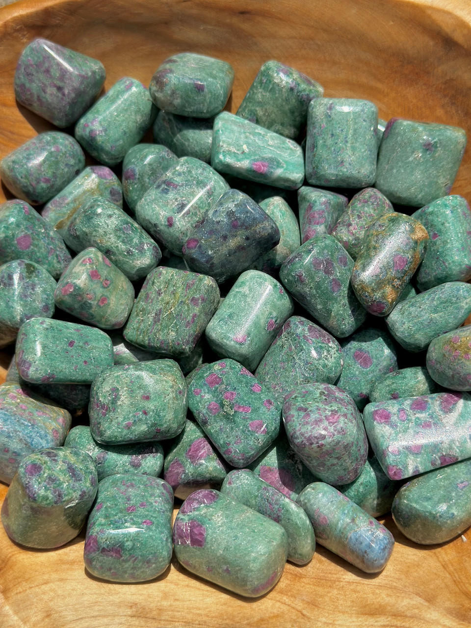 Ruby in Fuchsite Palm Stone - Polished Stone Oval | New Moon Beginnings
