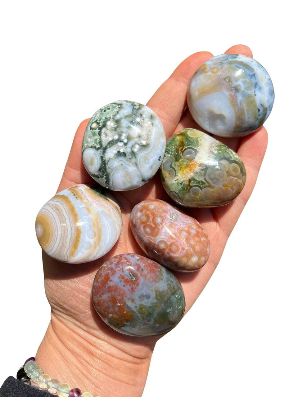 Ocean Jasper Palm Stone (Grade A) | New Moon Beginnings