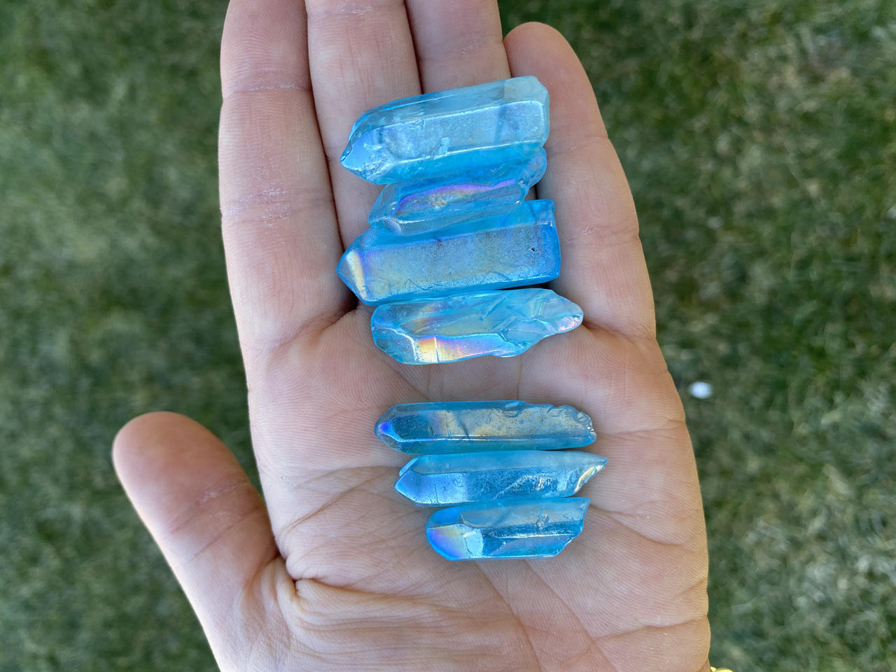 Raw Aqua Aura Quartz Crystal - Blue | New Moon Beginnings