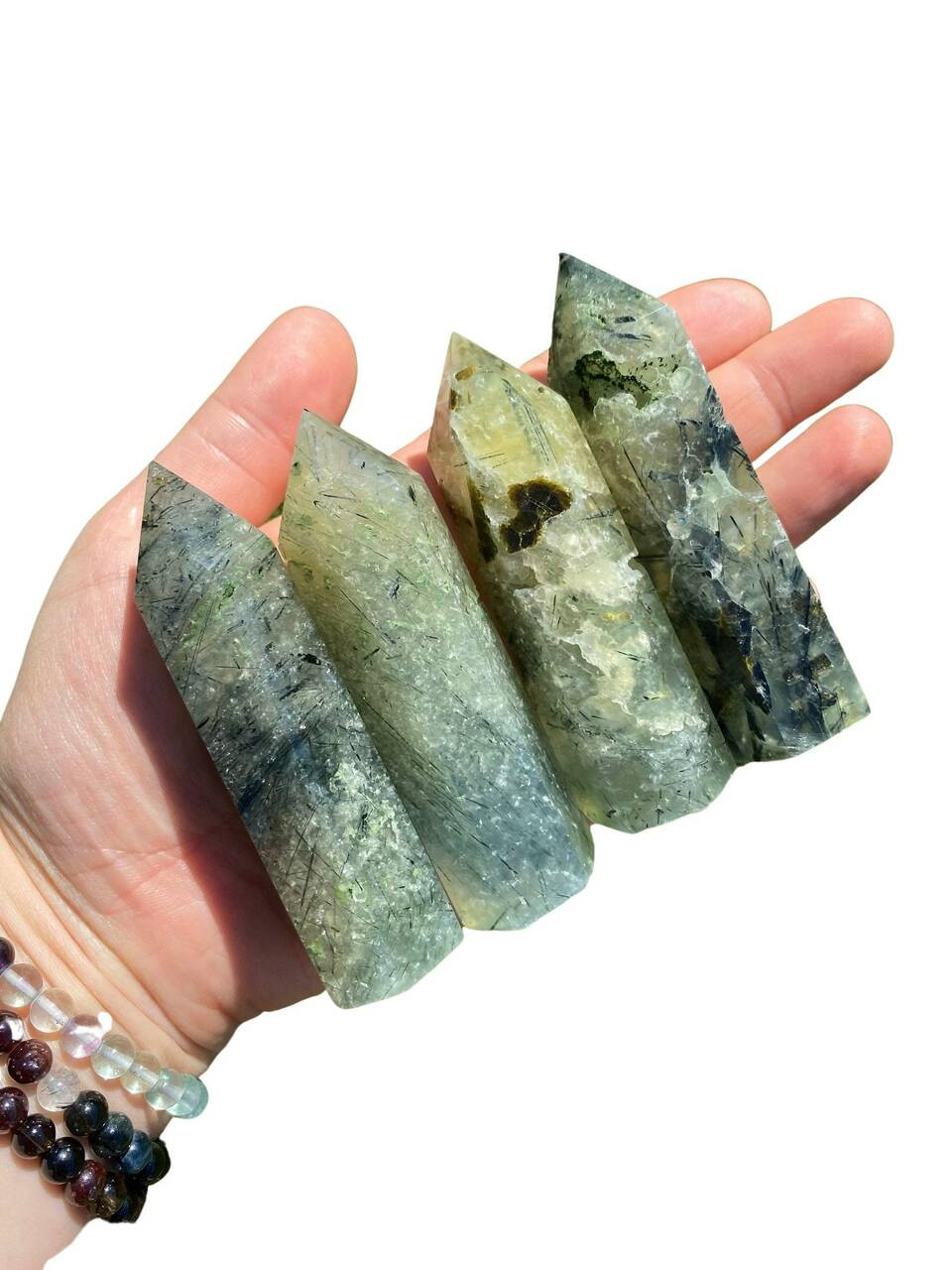 Raw Prehnite Stone with Epidote Inclusions | New Moon Beginnings