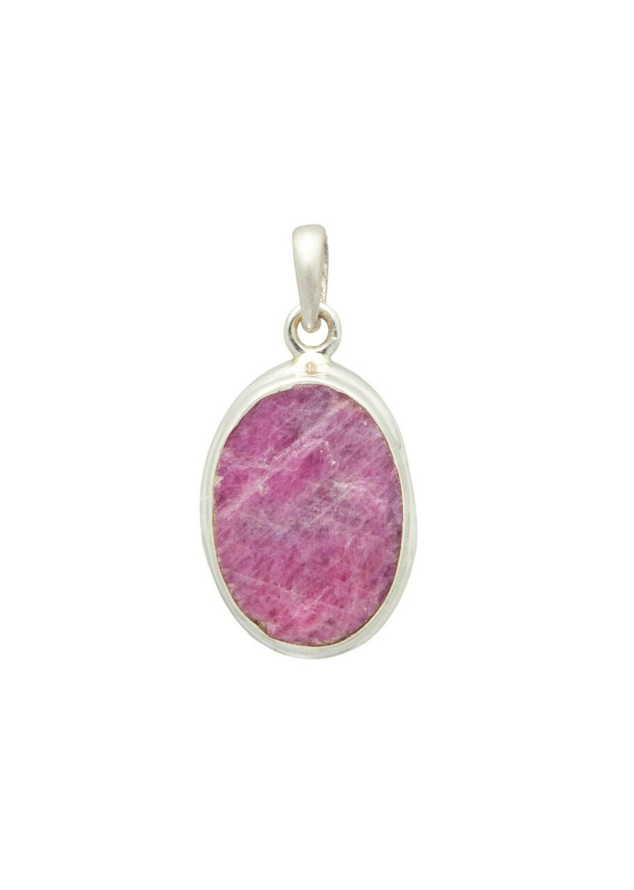 Ruby Pendant - Sterling Silver - Polished Oval - No.1 | New Moon Beginnings