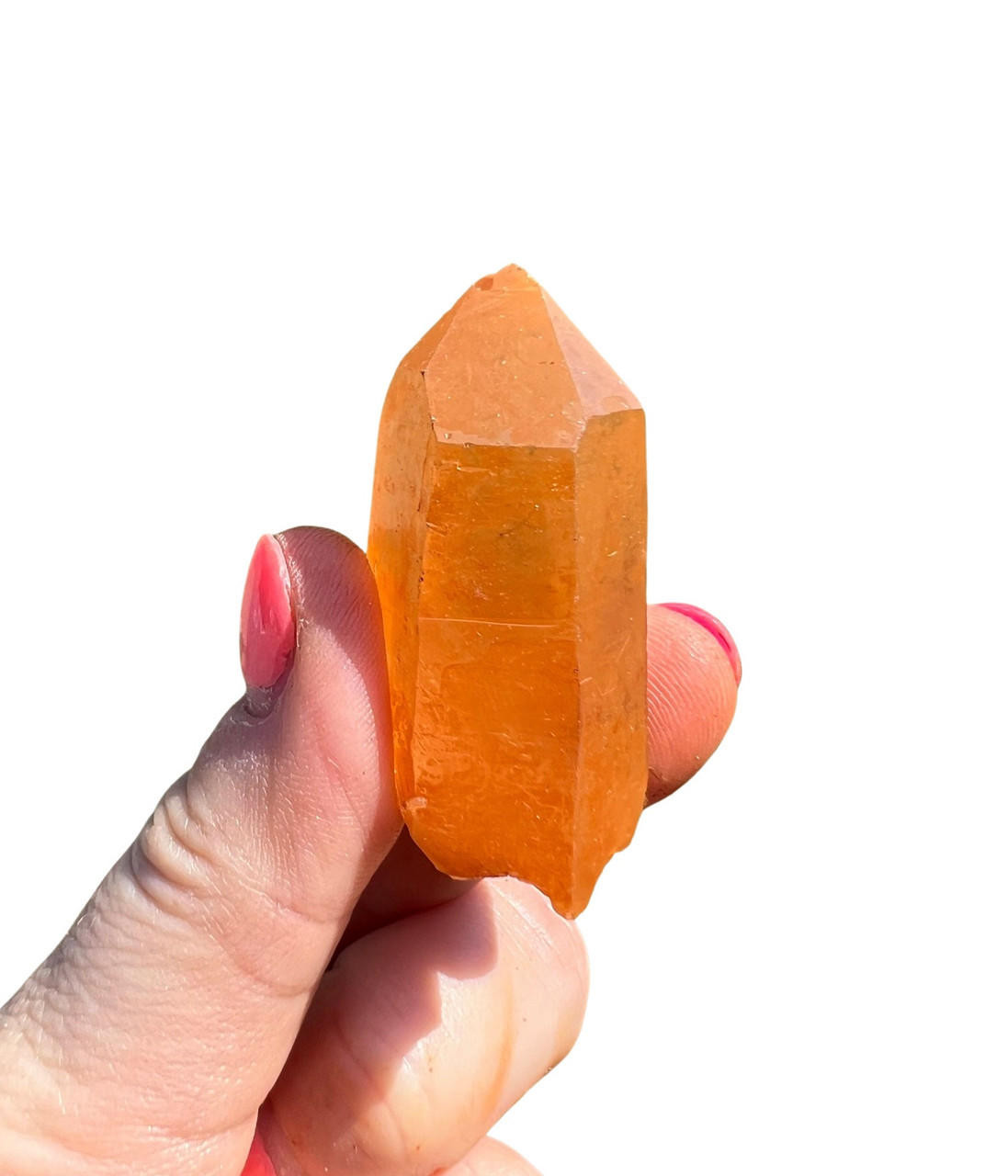 Raw Tangerine Quartz Point Crystal | New Moon Beginnings
