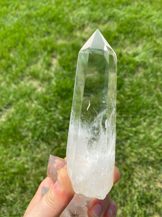 Clear Quartz Point with Root - Partially Polished Crystal | New Moon ...