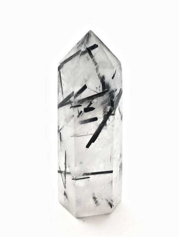 Tourmalinated Quartz Point - Polished Crystal Tower | New Moon Beginnings