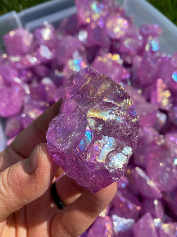 Raw Fuchsia Aura Quartz Crystal | New Moon Beginnings