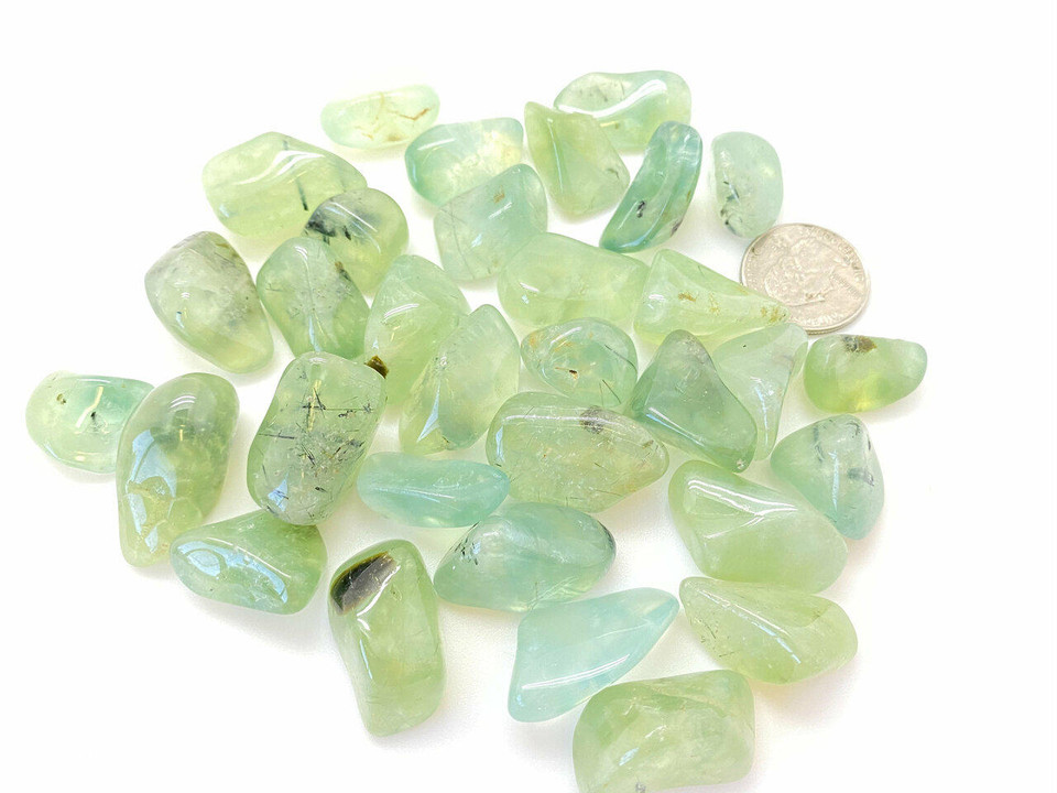 Raw Prehnite Stone with Epidote Inclusions | New Moon Beginnings