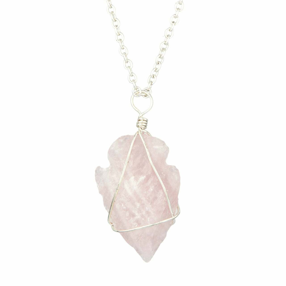 Rose Quartz Polished Point Pendant in Silver | New Moon Beginnings