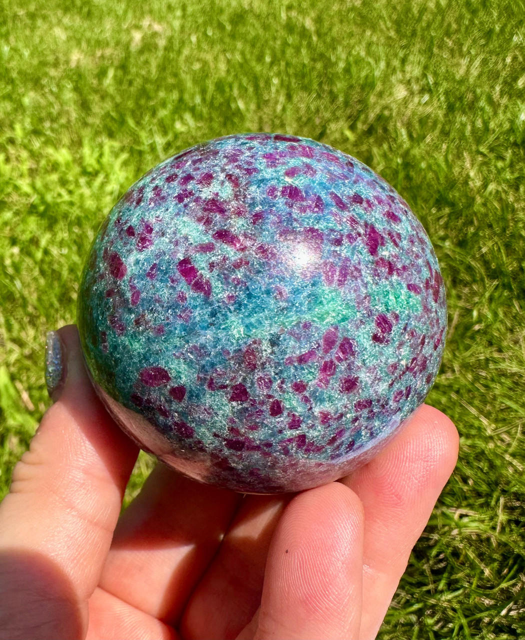 Ruby Fuchsite Kyanite Sphere - New Moon Beginnings | New Moon Beginnings
