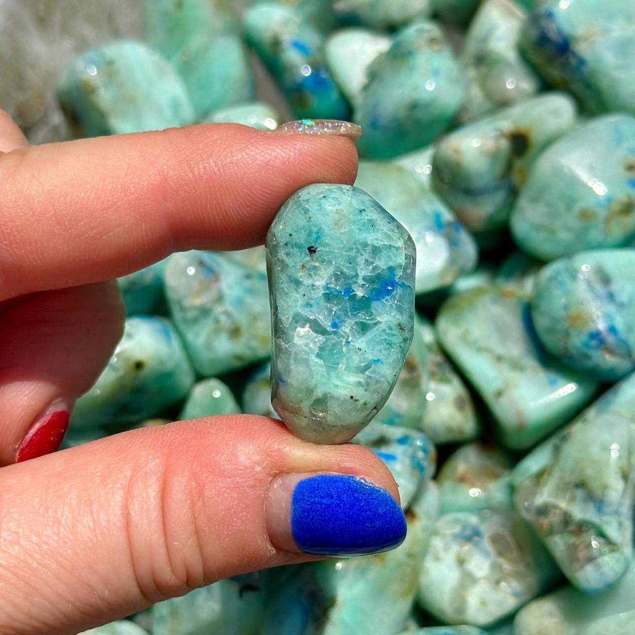 Azurite with Green Moonstone Tumbled Stone - New Moon Beginnings | New ...