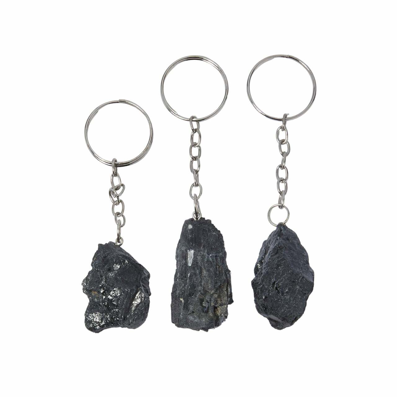 Raw Black Tourmaline Stone Keychain New Moon Beginnings