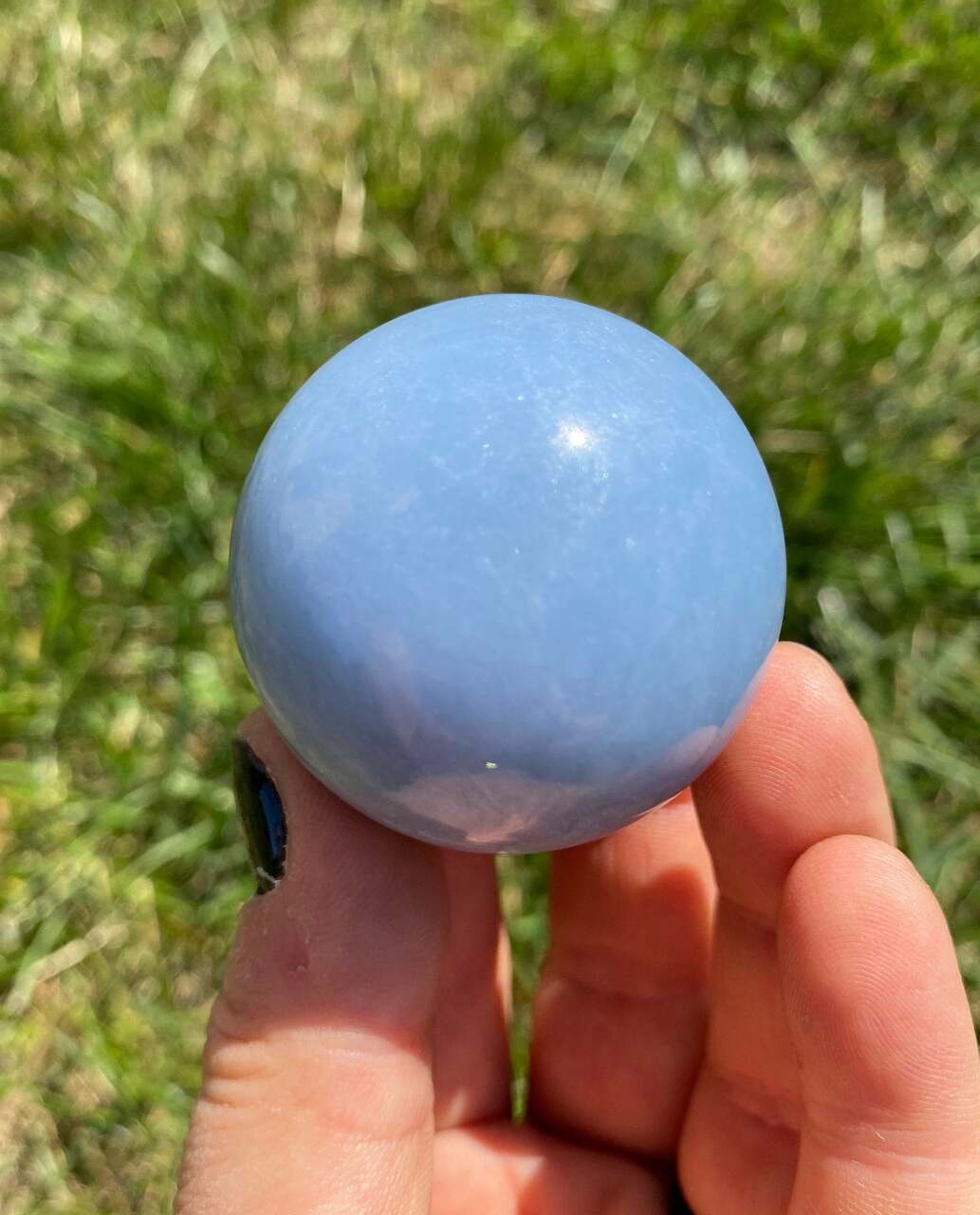 Angelite Sphere - Polished Stone | New Moon Beginnings