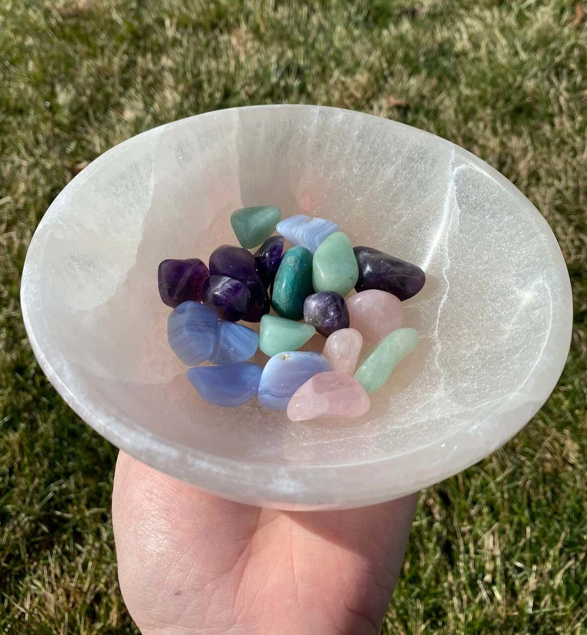 Selenite Bowl - Polished Round Stone Bowl | New Moon Beginnings