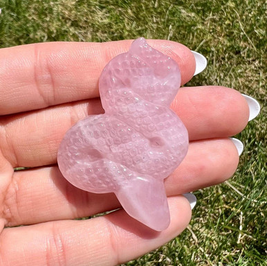 Rose Quartz Snake Hand Carved Crystal | New Moon Beginnings
