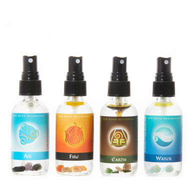 Four Elements Spray Set (4 Bottles) - Room Sprays with Healing Crystals ...