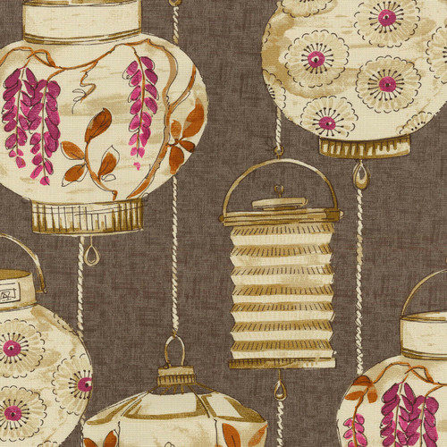 Upholstery Drapery Waverly Illuminata Spice Asian Themed Latterns ...