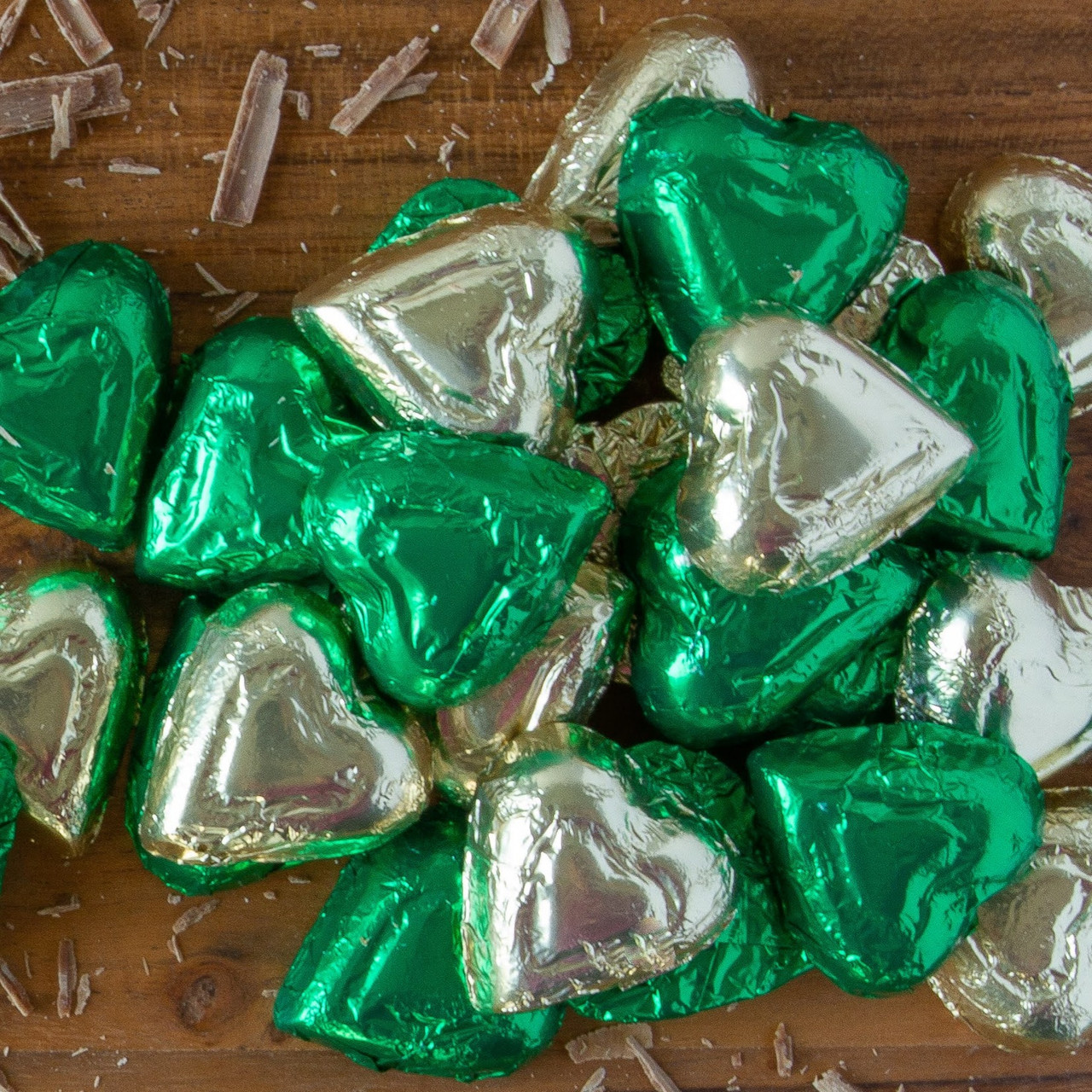 Milk Chocolate Green & Gold Hearts | Josh Early Candies