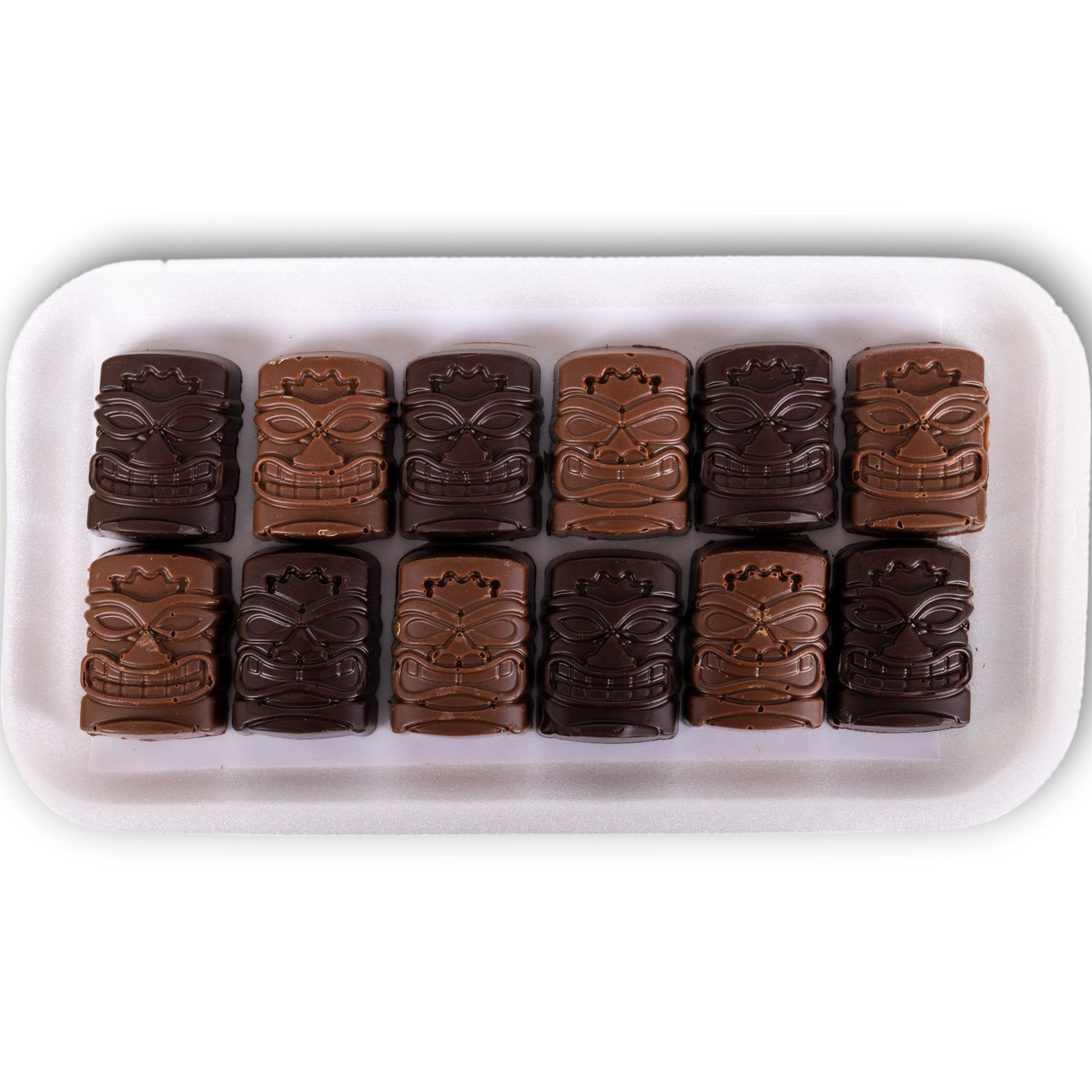 Milk & Dark Chocolate Tiki Charms | Josh Early Candies
