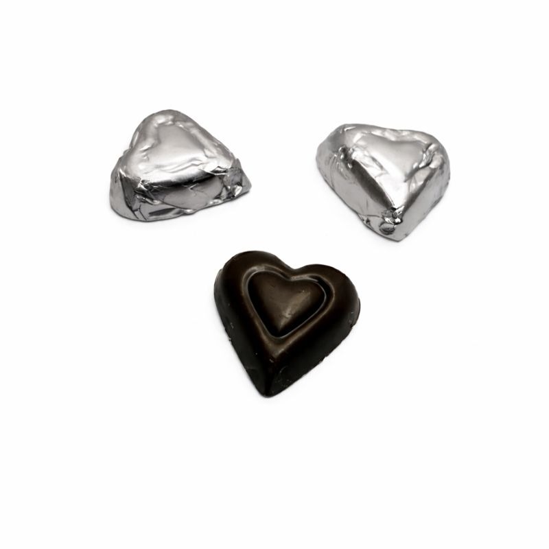 Milk Chocolate Red & Silver Hearts | Josh Early Candies