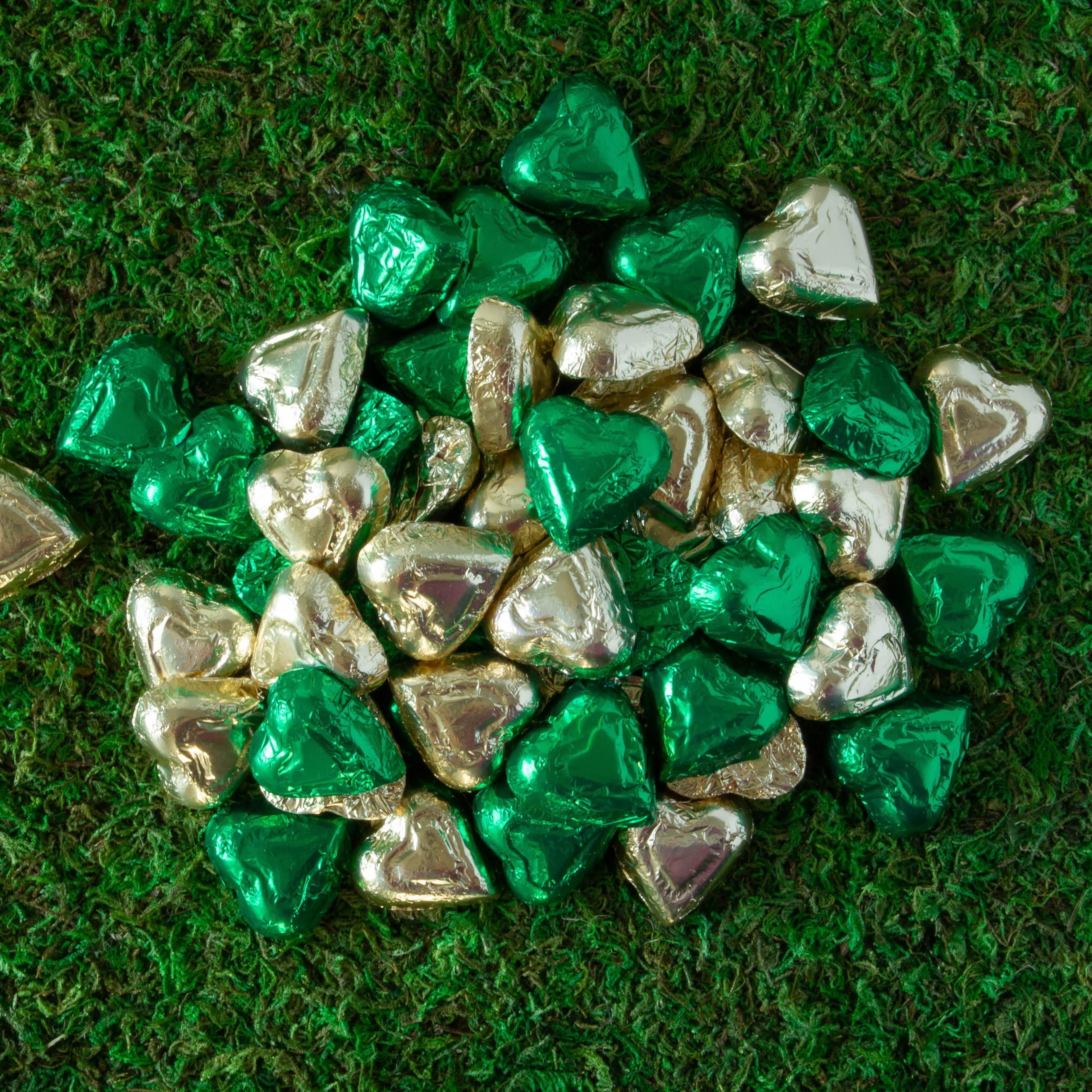 Milk Chocolate Green & Gold Hearts | Josh Early Candies