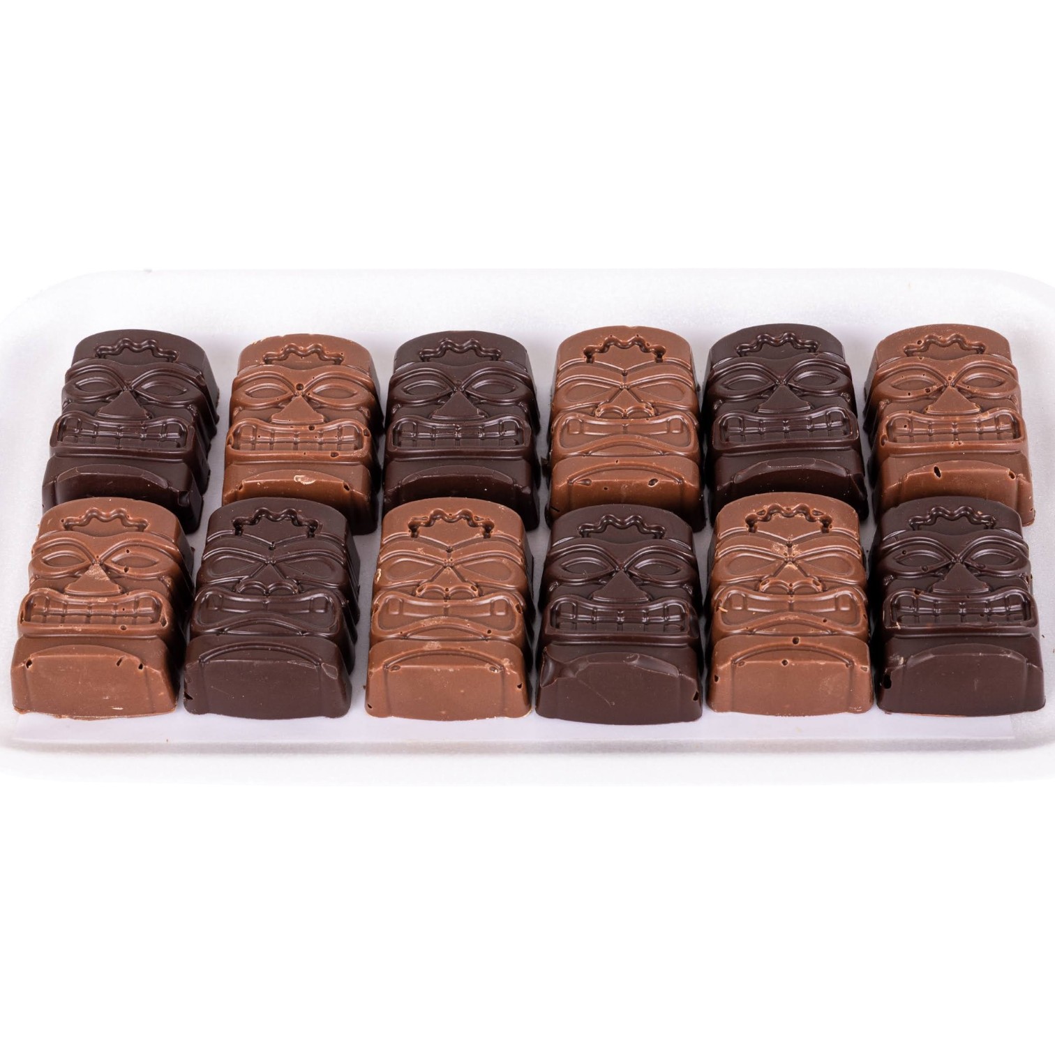 Milk & Dark Chocolate Tiki Charms | Josh Early Candies