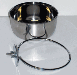 Stainless Steel 10oz Bowl with Cage Clamp | The Bird Toy Store