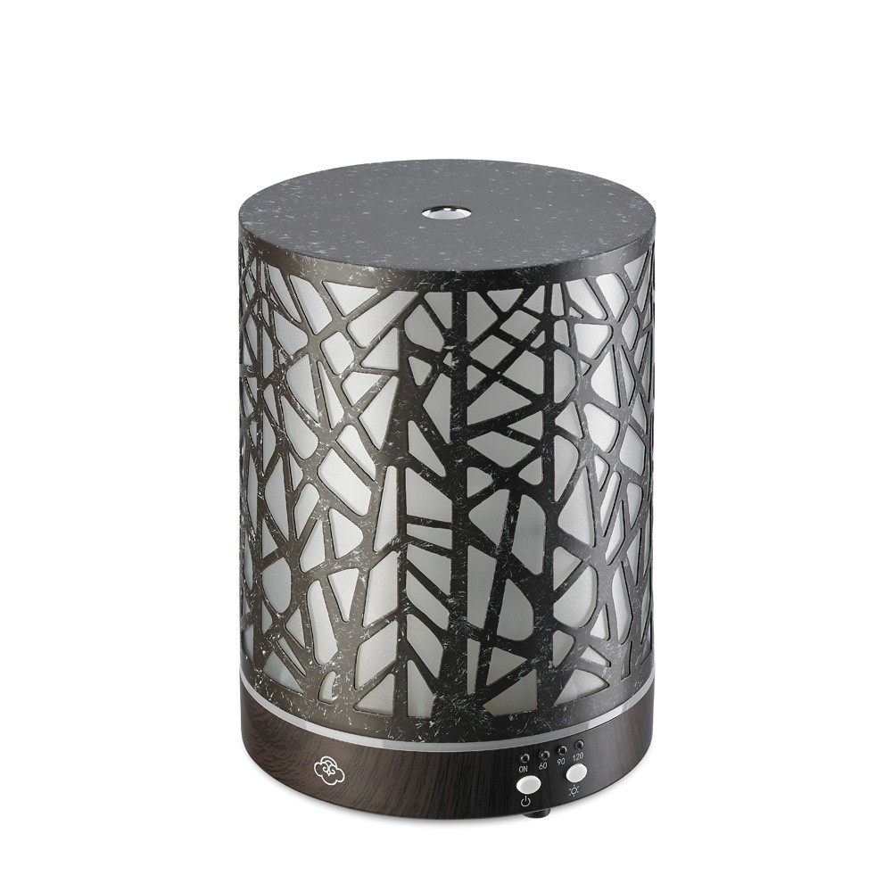 Botanical Indigo 125 Metal Ultrasonic Diffuser Dark Wood Base