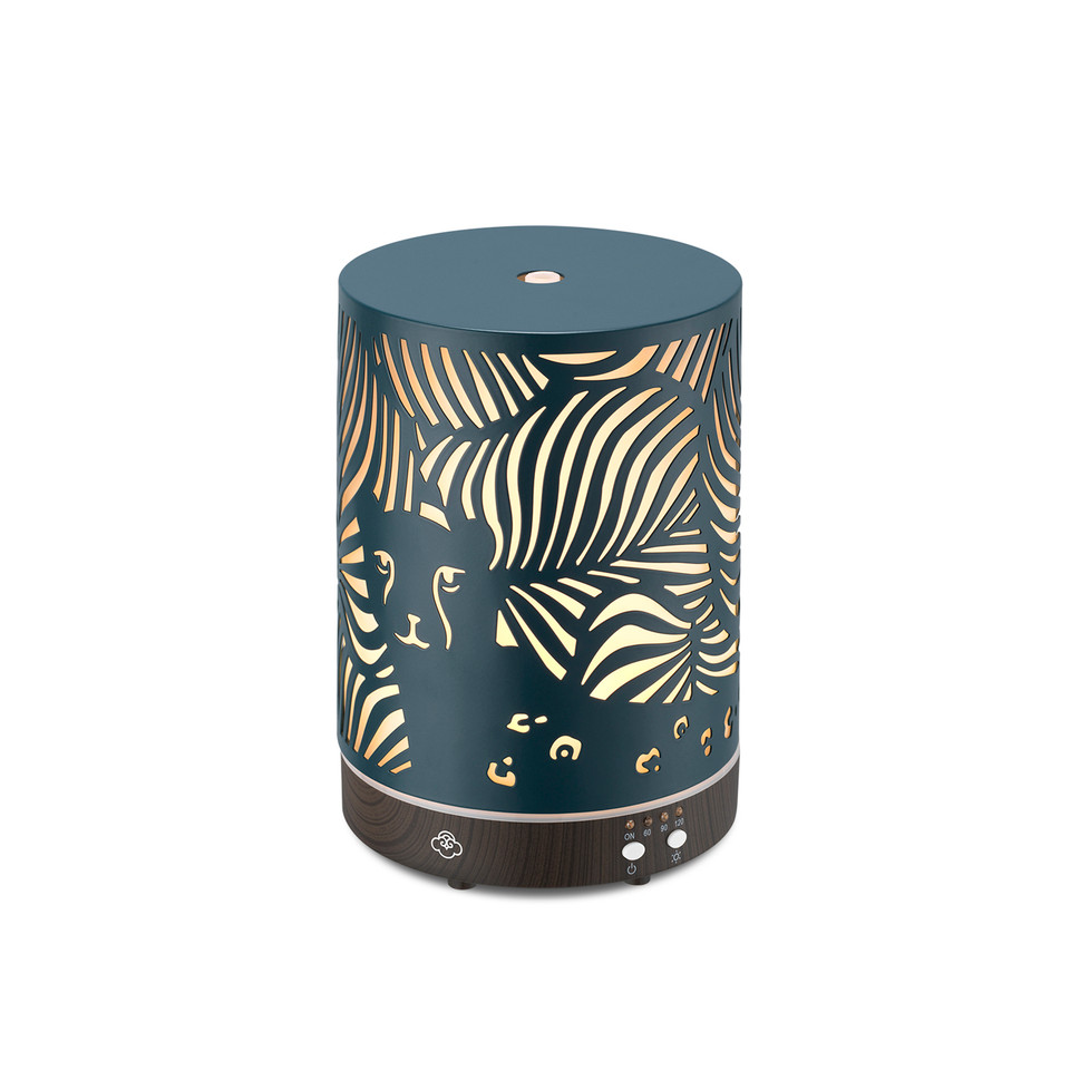 Botanical Indigo 125 Metal Ultrasonic Diffuser Dark Wood Base