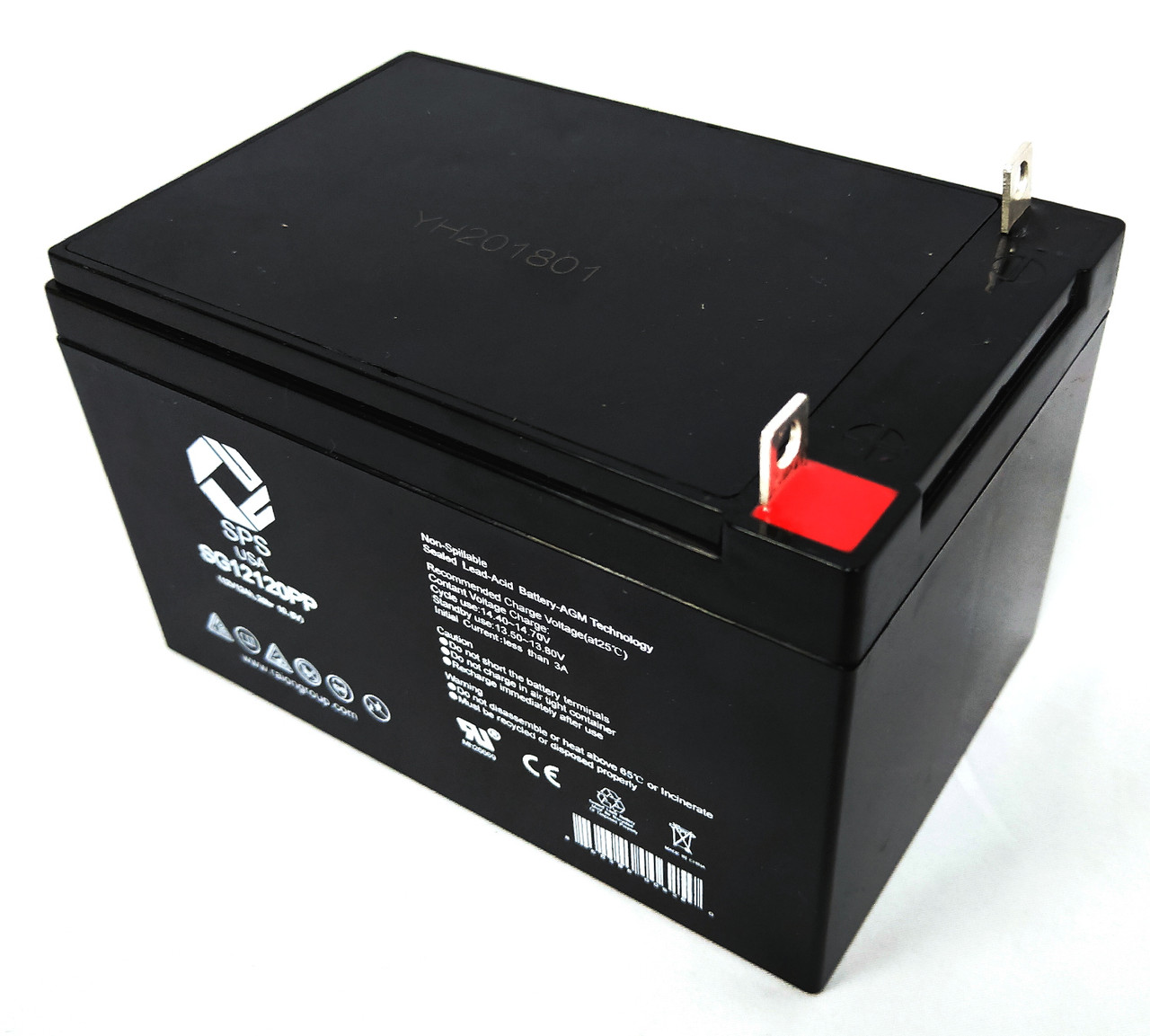 SPS Brand 12V 12 Ah Replacement Battery with Terminal PP