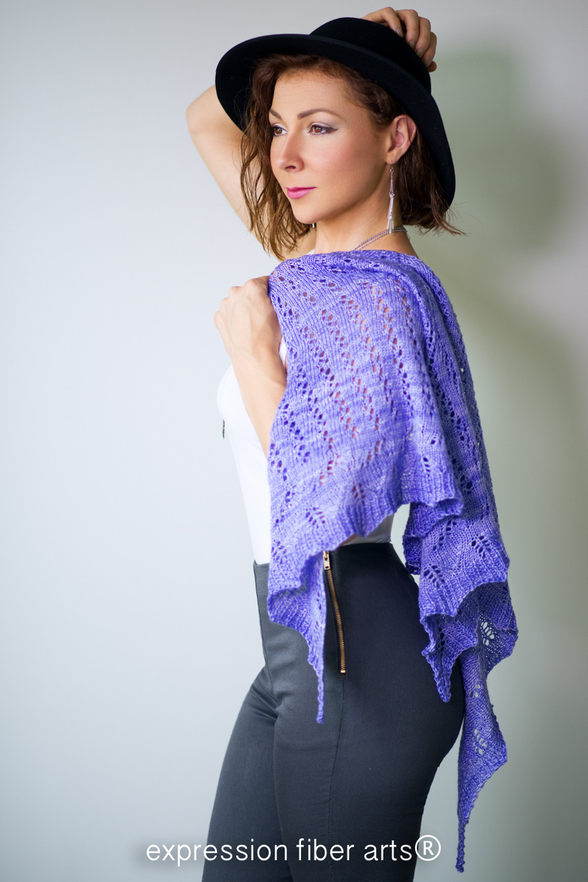 Lacy Lavender Knitted Triangle Shawl