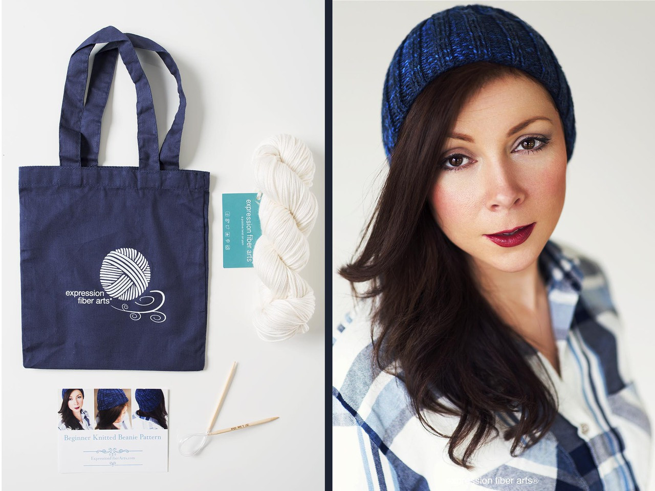 Beginner's Knitted Hat Kit - Choose Your Color - Expression Fiber Arts