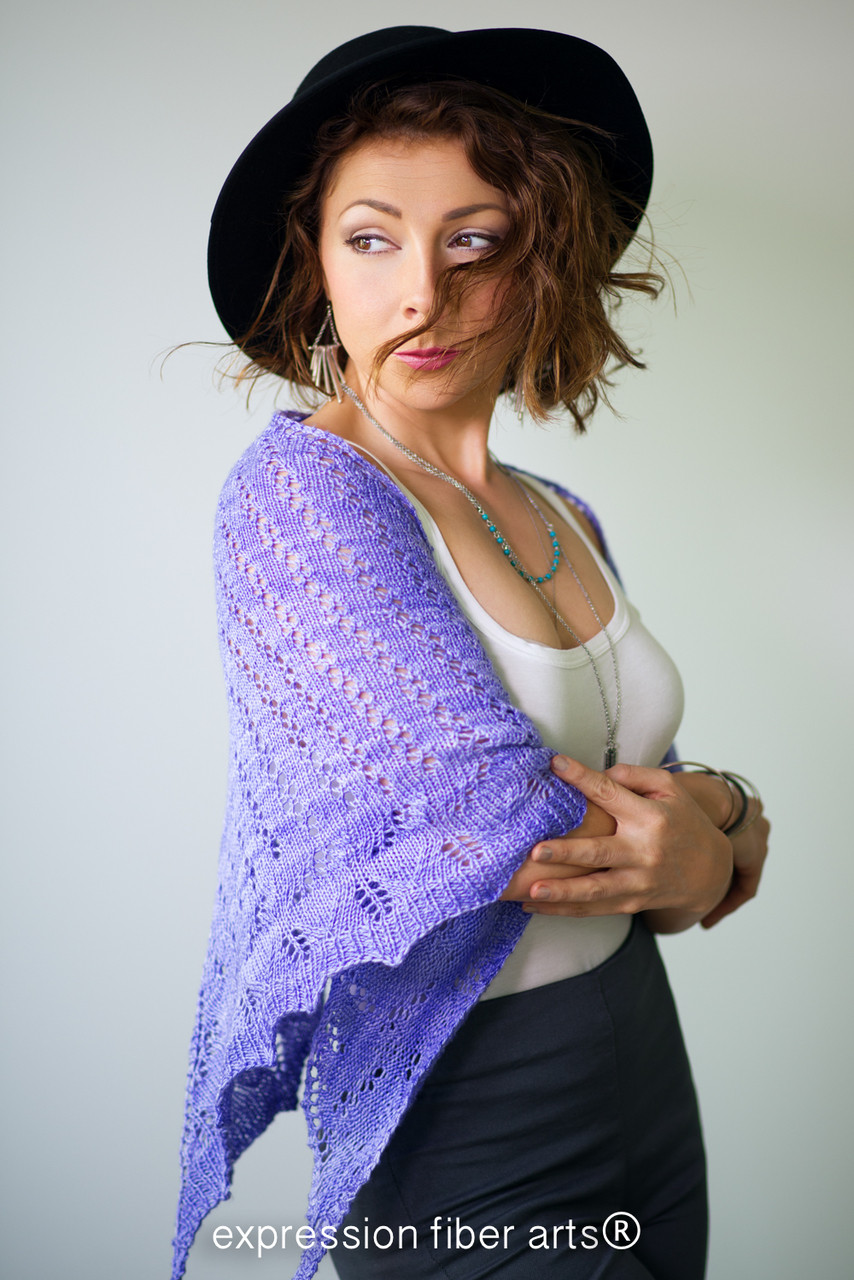 Lacy Lavender Knitted Triangle Shawl