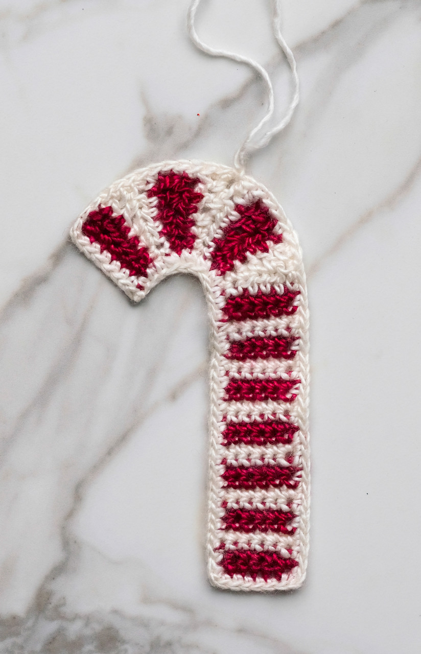 Candy Cane Crochet Ornament Pattern