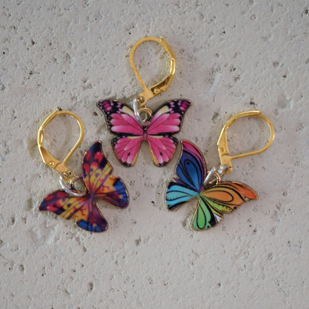Kaleidoscope Butterflies Stitch Markers – Set of 3 - Expression Fiber Arts