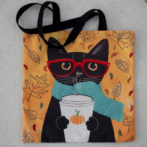 Pumpkin Spice Kitty Tote Bag - Expression Fiber Arts