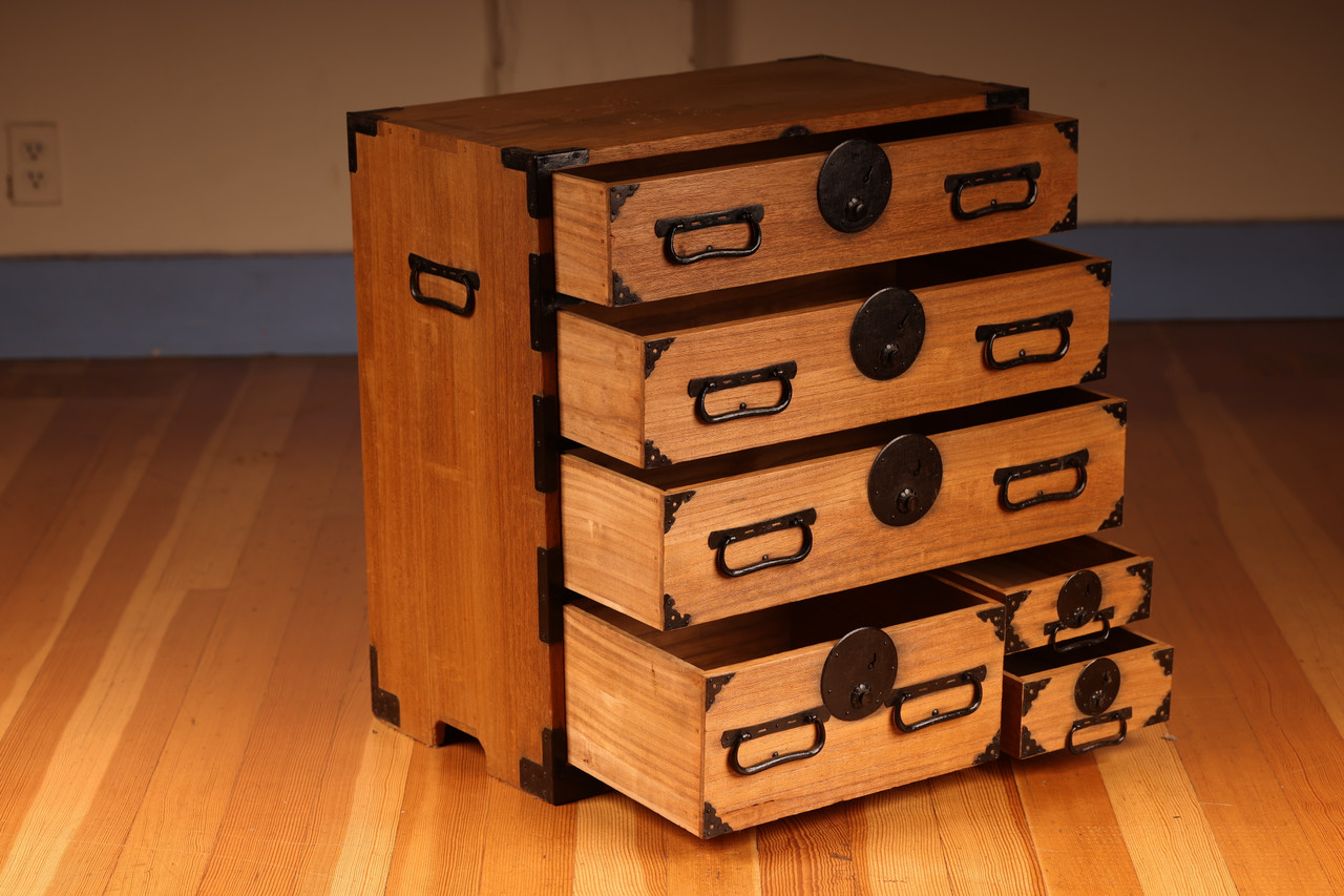 Antique Japanese Personal Storage Chest Ko Tansu Kiri From Meiji Era ...