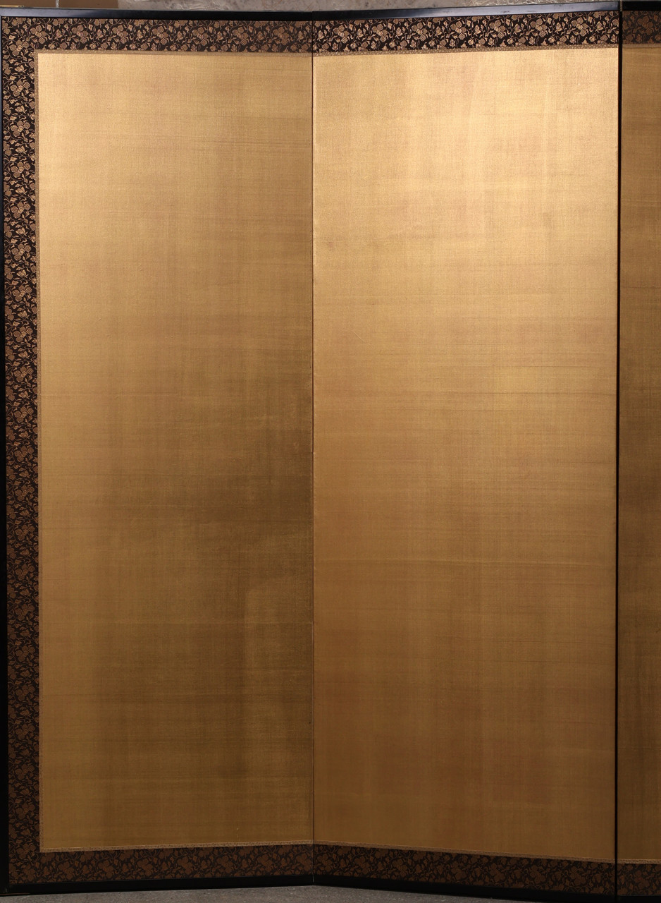 Vintage Japanese Kin Byobu Gold Leaf Screen (23O-335)