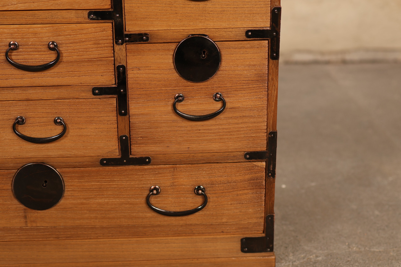 Antique Japanese Ko Tansu Personal Small Chest With Kirinoki Brass ...