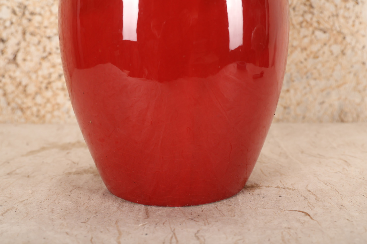 Vintage Red Vase with Black Rim — Crafted in China, 2000s, Heisei Era ...