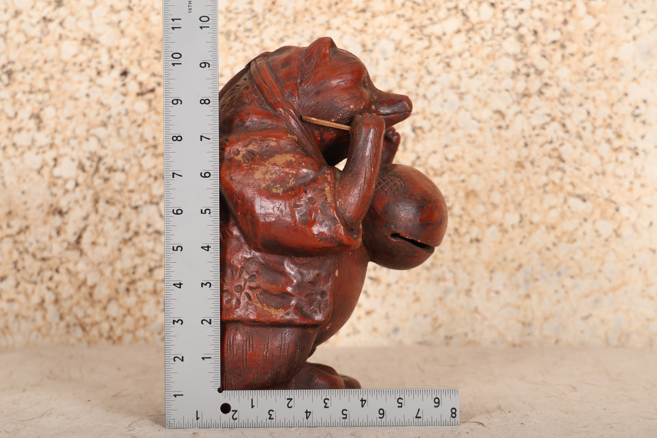 Antique Japanese Red Monk Raccoon Dog (Tanuki: タヌキ), Symbol Of ...