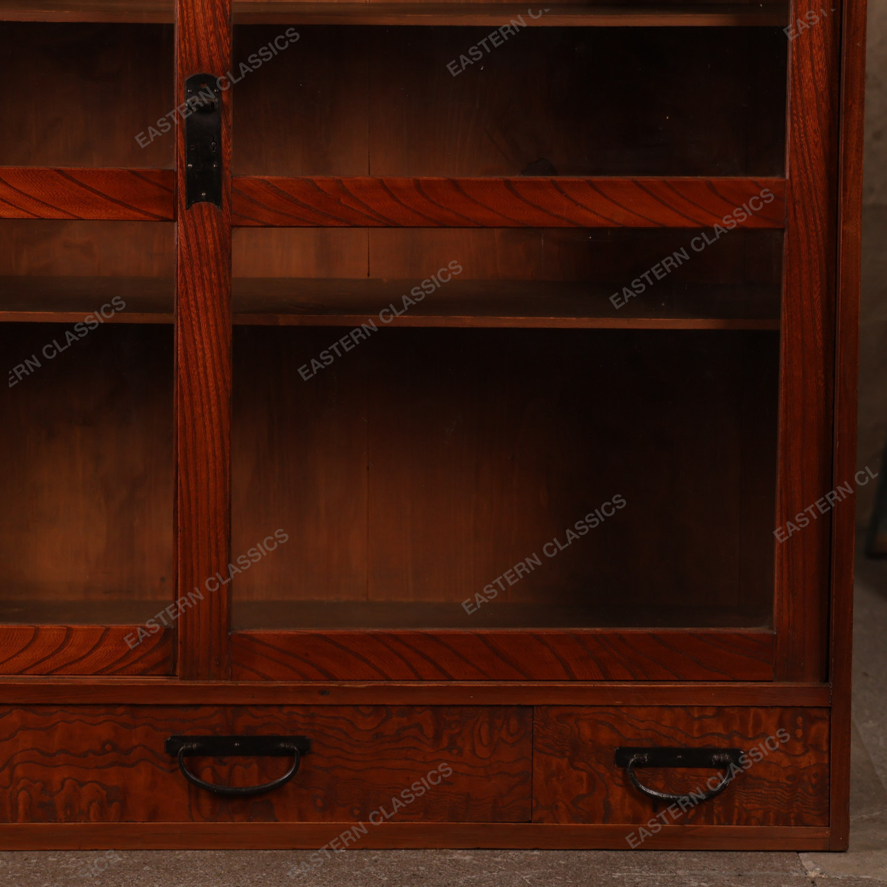 Antique Japanese Cha Tansu – Kiri Wood Tea Chest with Sliding Glass ...