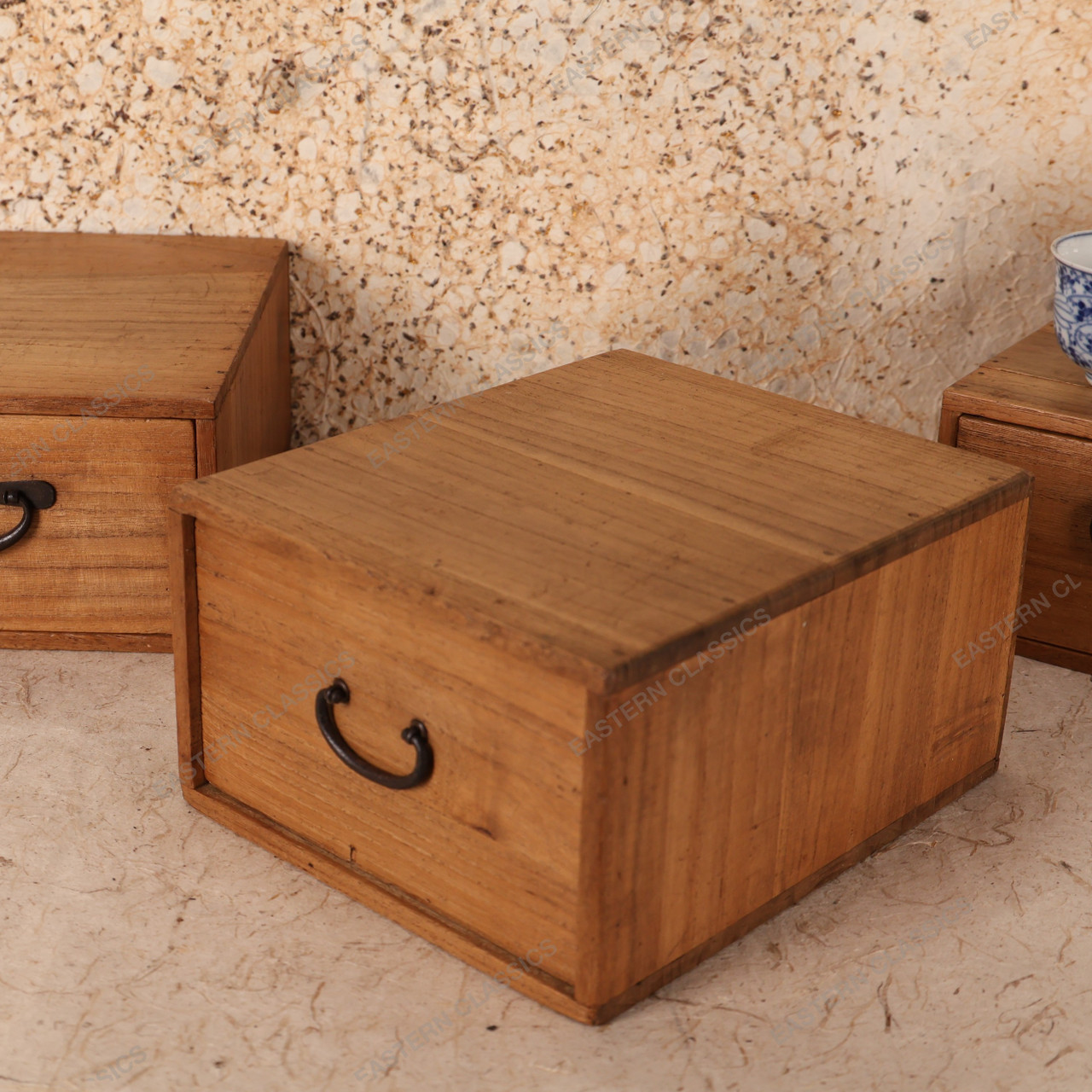 Antique Japanese Ko Bako Small Box With Wrabite Pull Drawer — Wood ...