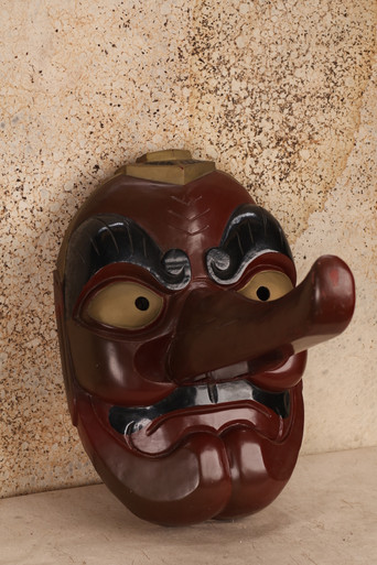 Japanese Large Wooden Otafuku / Okame Mask (23O-382)
