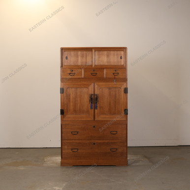 Antique Japanese Three Section Kimono Tansu Chest With Hikido, Kiri-mon ...